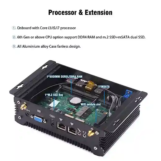 Fanless IPC mini PC computer , - VENOEN